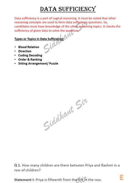 Data Sufficiency Pdf