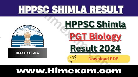 hppsc shimla pgt biology result 2024
