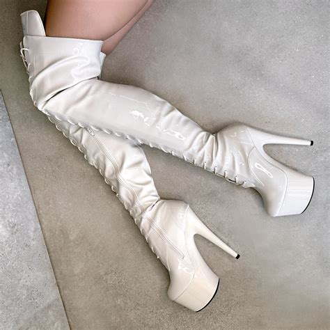 Lipkit Thigh High Front Lace No Angel 7 Inch Hella Heels Us