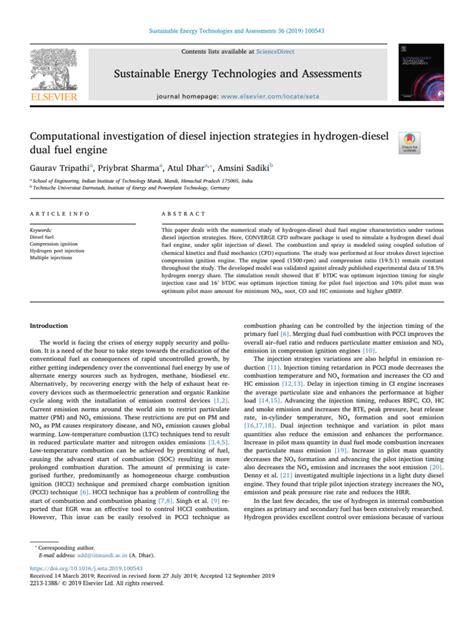 Computational Investigation Of Diesel Injection Strategies In Hydrogen Diesel Dual Fuel Engine