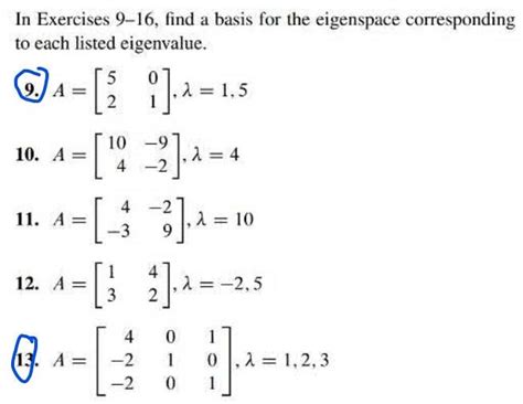 solved in exercises 9 16 find a basis for the eigenspace