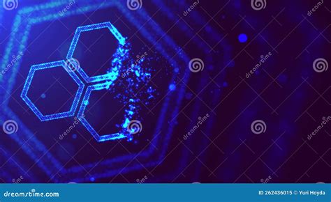 glowing neon particles honeycomb shapes hexagonal nanotechnology