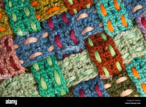 Handmade Knitting Wool Texture Background Closeup Needlework Stock