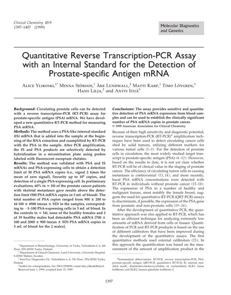 Pdf Quantitative Reverse Transcription Pcr Assay With An Internal