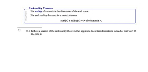 Solved Rank Nullity Theorem The Nullity Of A Matrix Is The Dimension