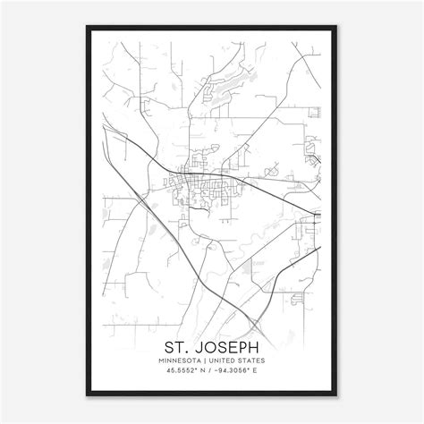 St Joseph Minnesota Map Poster Modern Home Decor Wall Art Print Custom Maps And Posters