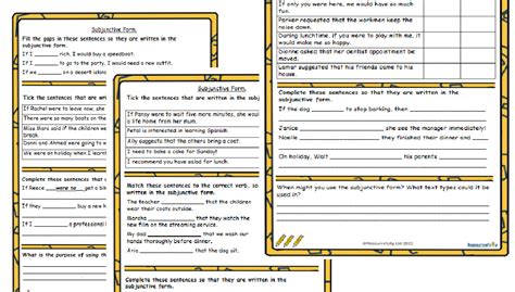 Teach Subjunctive Form Year 6 Activity Sheets With Differentiation