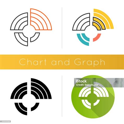 방사형 다이어그램 아이콘입니다 둥근 차트 그래프 레이더 다이어그램 다변량 데이터 거미 차트 정보 값은 중앙 점에서 확장됩니다