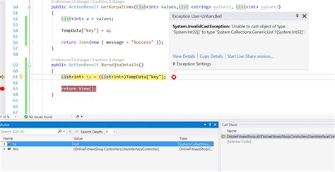 C Casting Data From Tempdata System Invalidcastexception Stack