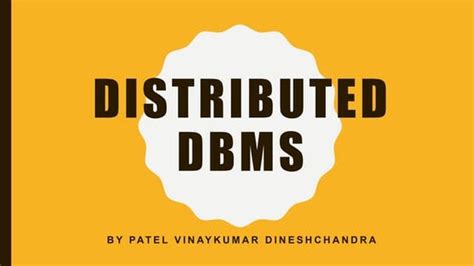 Distributed Data Base Management System Ppt