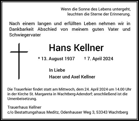 Traueranzeigen Von Hans Kellner Gatrauerde
