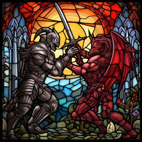 Premium Ai Image A Knight With A Sword And Shield In Front Of A