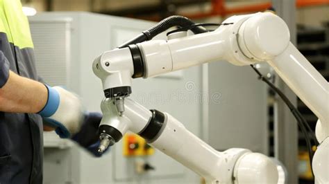 A Collaborative Robot Working Side By Side With A Human Operator Their Tasks Synchronized