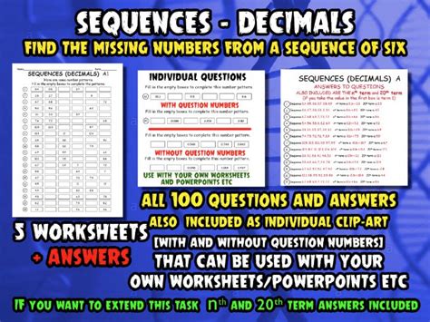 Sequences Decimals Teaching Resources