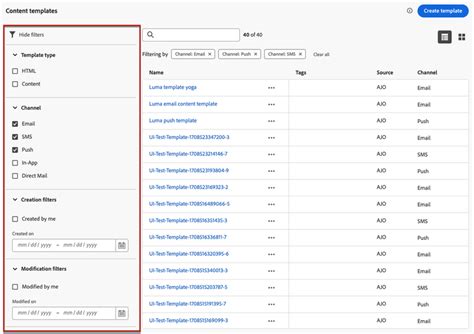 Access And Manage Content Templates Adobe Journey Optimizer