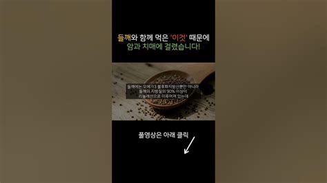 들깨와 절대로 함께 먹지마세요 암과 치매에 걸릴 수 있습니다 들깨와 함께 먹으면 보약되는 음식과 관절염 무릎통증 싹 사라지는 레시피 Shorts 들깨 들기름