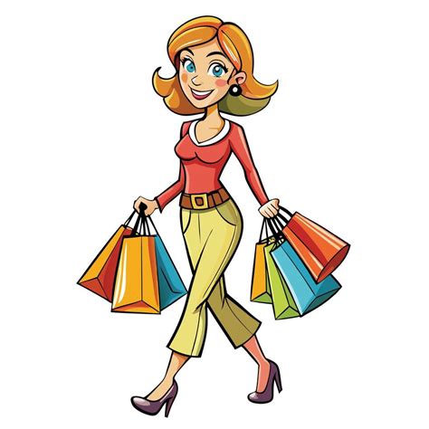Cartoon Woman With Shopping Bags 55182092 Vector Art At Vecteezy