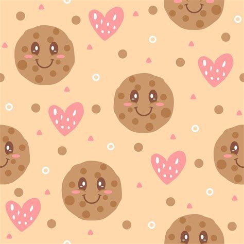 Premium Vector Cute Cookies Cartoon Pattern Backgrounds In 2024