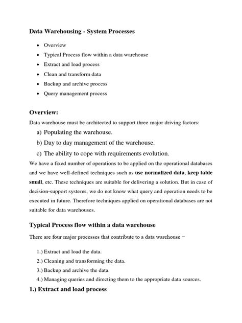 3 System Process Pdf Data Warehouse Data