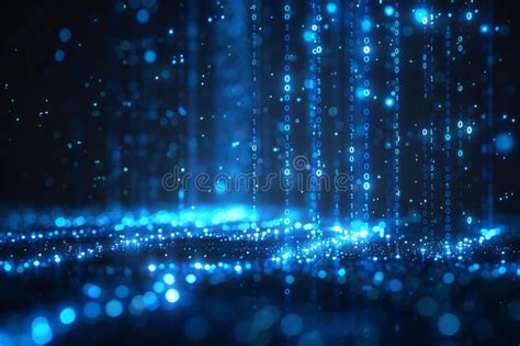 Illustration Of Blue Binary Code Falling Down On A Dark Background