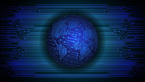Premium Vector World Binary Circuit Board Future Technology Blue Hud Cyber Security Concept