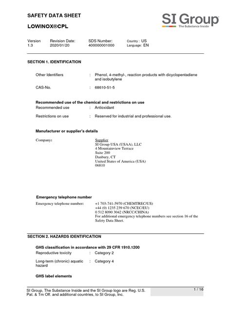 Safetydatasheet Sds Lowinoxcpl Englishunitedstates 01202020 Pdf