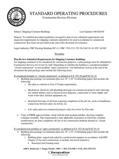 Standard Operating Procedures Construction Services Division Pdf Specification Technical