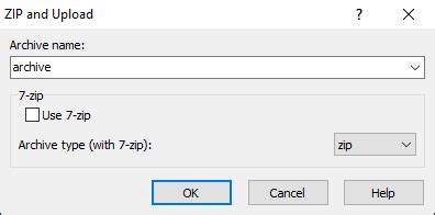 Pack Files To ZIP Archive And Upload It WinSCP