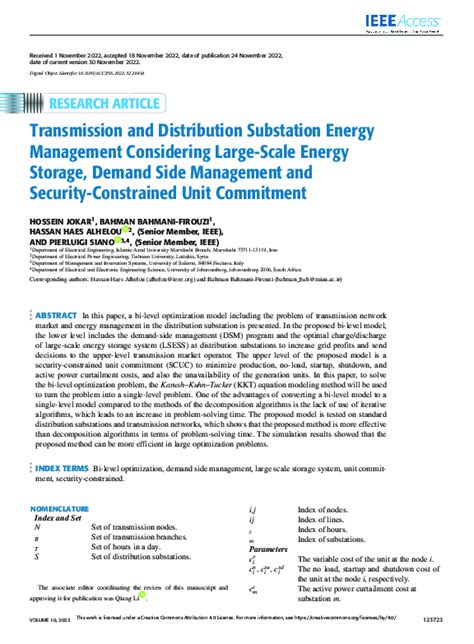 Pdf Transmission And Distribution Substation Energy Management Considering Large Scale Energy