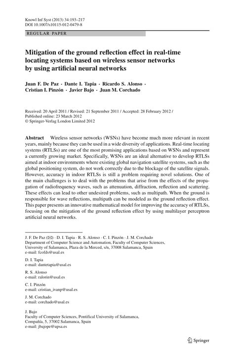 Pdf Mitigation Of The Ground Reflection Effect In Real Time Locating Systems Based On Wireless