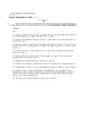 ASSIGNMENT INFORMATION Docx A S S I G N M E N T I N F O R M AT I O N Due Date Friday September