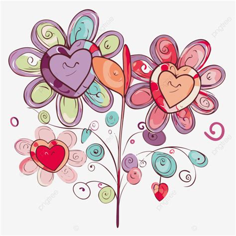 Hearts And Flower Clipart Valentine S Day Hearts For A Flower Cartoon
