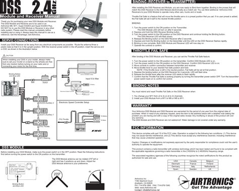 Airtronics ATX Radio Controller Module For RC Models User Manual DSS Module And Receiver Manual
