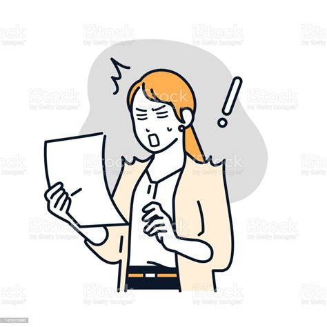 문서를 보고 깜짝 놀란 양복을 입은 여성의 벡터 일러스트 레이 션 자료 20 29세에 대한 스톡 벡터 아트 및 기타 이미지 20 29세 30 39세 걱정하는 Istock