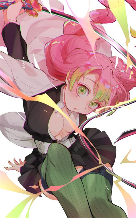 Long Hair Green Eyes Open Mouth Pink Hair Anime Anime Girls