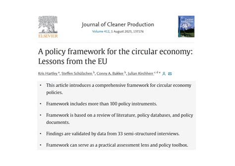 A Policy Framework For The Circular Economy Journal Of Cleaner