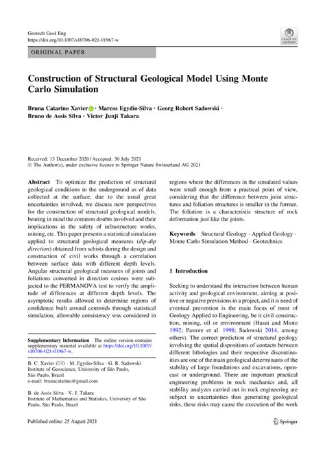 PDF Construction Of Structural Geological Model Using Monte Carlo Simulation
