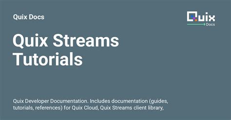 Quix Streams Tutorials Quix Docs