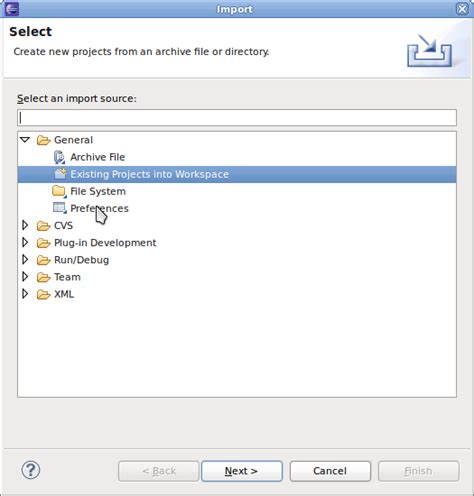 java how to import existing project into workplace in eclipse