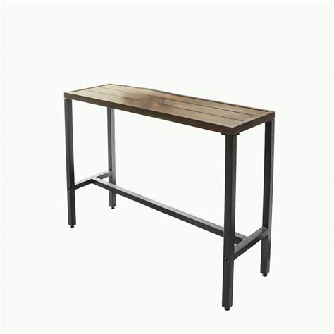 Brown Retangle Metal Outdoor Accent Table Patio Side Dining Table For