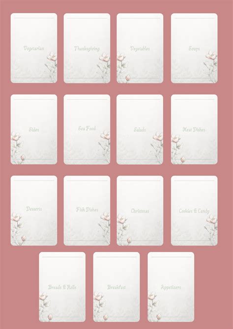 Personalized Editable Cookbook Cover Index And Set Of 15 Dividers Instant Download And Print