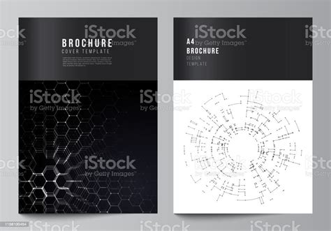 A4 형식의 벡터 레이아웃 현대 표지 모형 브로셔 잡지 전단지 소책자 연례 보고서에 대한 템플릿을 디자인합니다 기술 과학 미래 개념 추상미래 배경 0명에 대한 스톡 벡터