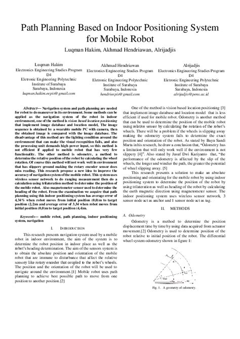 pdf path planning based on indoor positioning system for mobile robot