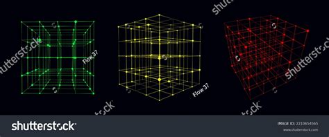 Set Distorted Wireframe Cubes Different Sides Stock Vector Royalty Free 2210654565 Shutterstock