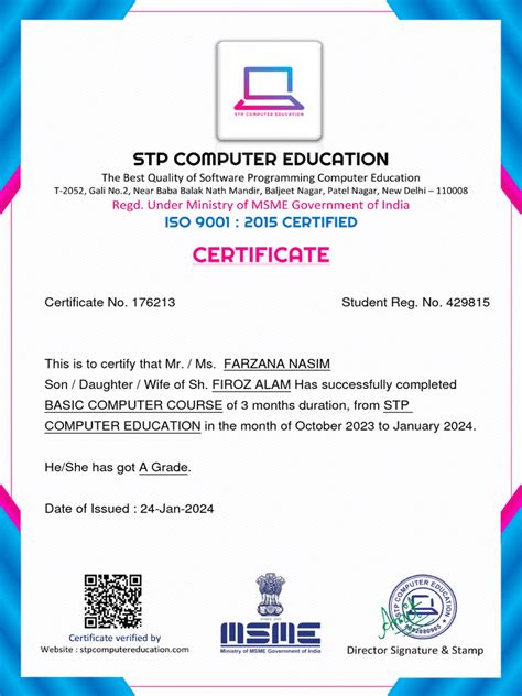 Basic Computer Certificate Pdf