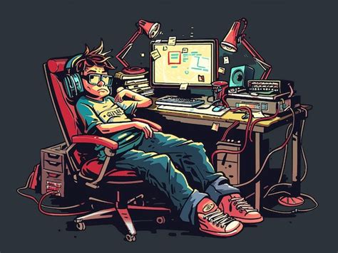 Cartoon Computer Technician Premium Ai Generated Image