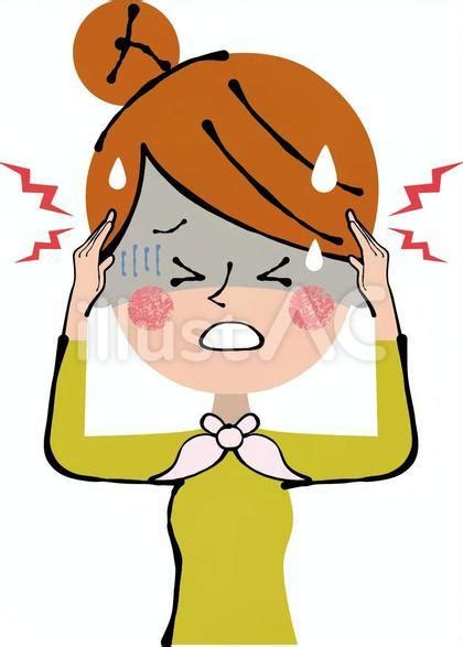 頭が痛い 頭痛 上半身 女性イラスト No 1027981／無料イラスト フリー素材なら「イラストac」