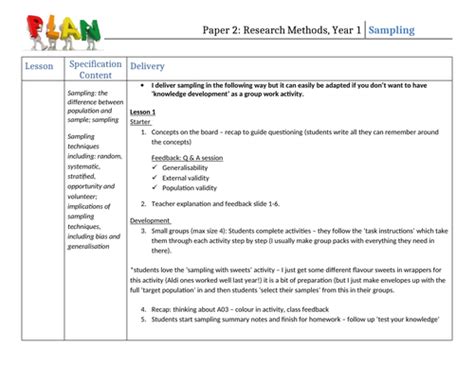 Sampling Techniques Lesson Research Methods Teaching Resources