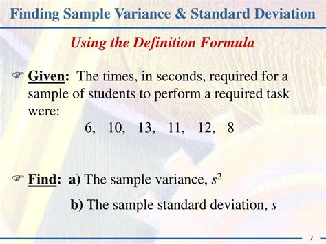 Ppt Finding Sample Variance And Standard Deviation Powerpoint