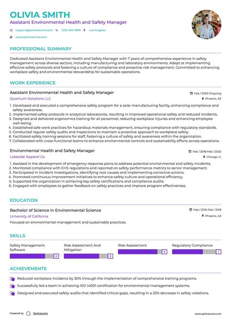 10 Environmental Health And Safety Manager Resume Samples And Templates